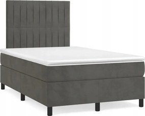 Box Spring Postel S Matrací Samet Tmavě Šedá Svislé pruhy 120 x 190 cm