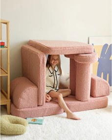 Růžová dětská pohovka z textilie bouclé 132 cm Settee – Wigiwama