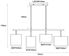 Lucide 45409/04/38 - Lustr na lanku MAYA 4xE27/40W/230V krémová