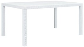 45604 vidaXL Zahradní stůl bílý 150 x 90 x 72 cm plastový ratanový vzhled