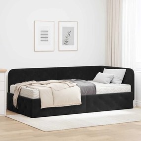 Rohový rám postele Černý 100 x 200 cm samet 3394097