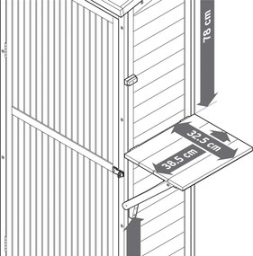 Tchibo - Velká zahradní skříň se sklopnou boční policí - barva: hnědá
