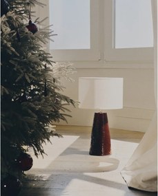 Červená/bílá stolní lampa s textilním stínidlem (výška 49 cm) Drava – Kave Home