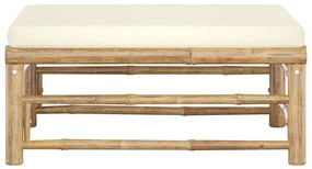 vidaXL Zahradní podnožka s krémově bílou poduškou bambus