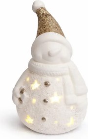 LED dekorace keramický sněhulák, 9,3 × 8,8 × 16,5 cm, teple bílá, 2× LR44