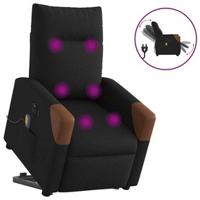 Elektrické zvedací masážní polohovací křeslo černé textil 3324032