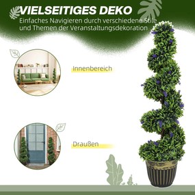 HOMCOM 2dílná sada umělých rostlin, spirálový design, cementový základ, zelená