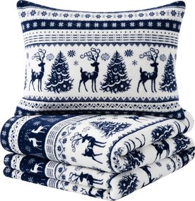 Mikroplyšové povlečení WINTER DEER VELVET modré