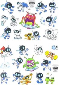 PALADONE Samolepky Astrobot / Samolepky / 4 archy / voděodolné / od 8