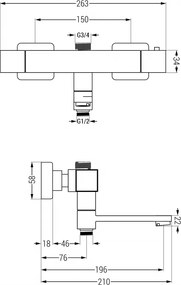 Mexen CUBE termostatická vanová/sprchová baterie, zlatá, 77910-50