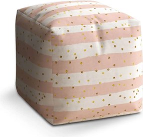 Sablio Taburet Cube Pruhy a zlaté tečky - 50x50x50 cm