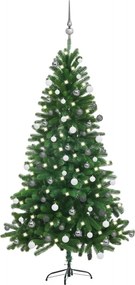 vidaXL Umělý vánoční stromek s LED a sadou koulí 150 cm zelený [3077640] Barva: Bílá