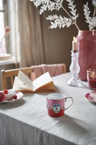 Pip Studio Love Birds Medailon hrnek 225ml, červeno-růžový (Love Birds velký hrnek 225ml)