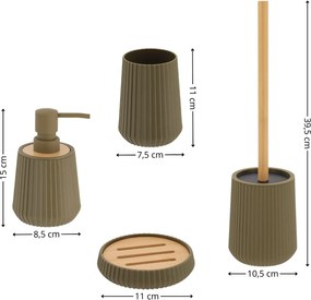 Sada koupelnových doplňků Roza, olivová/s dřevěnými prvky
