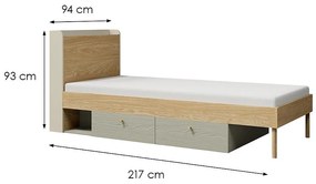 Postel Yuki 13 P/L Eukalyptus/Šedá Béžová/Olejovaný Dub
