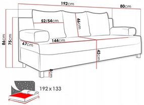 Rozkládací pohovka s úložným prostorem ELZA - hnědá