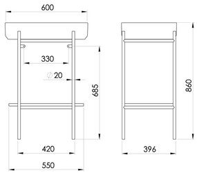 Sapho Sapho, PUNO podstavec s umyvadlem 600x860x396mm, zlatá mat, SKA590-5-01