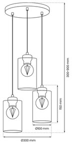 Lustr na lanku CHIC 3xE27/60W/230V černá/šedá