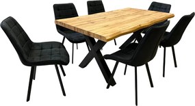 Vikio Jídelní set pro 6 osob 140x90 cm dub-černá VJS114-61C