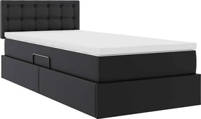 Postel s úložným prostorem a matrací s čelo Černá 100 x 200 cm 3370381