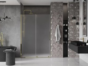 Mexen Velar, posuvné sprchové dveře do otvoru 150 cm, 8mm sklo námraza, zlatá lesklá, 871-150-000-31-50
