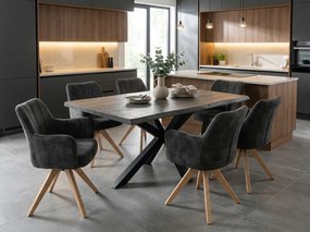 Jídelní otočná židle ONTARIO - zelený samet / nohy z masivního dřeva