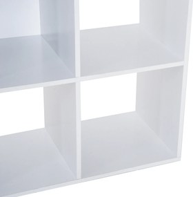 Bílá knihovna HOMCOM pro domácnost a kancelář, moderní regál s 9 přihrádkami z dřevotřísky, 91x29,5x91cm