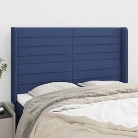 Čelo postele typu ušák modré 147x16x118/128 cm textil 3119724