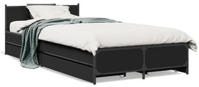 Rám postele se zásuvkami černý 100 x 200 cm kompozitní dřevo