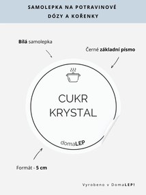 Samolepka na dózu CUKR KRYSTAL – bílá, 5 cm, základní písmo