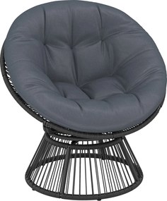 Outsunny otočné papasan křeslo Ø110 cm — nadrozměrný polštář, PE ratan, ocelový rám | Aosom