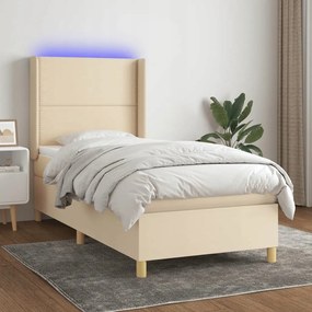 Box Spring Postel S Matrací A Led Textil Krémová Hladké s hřebíky 100 x 2