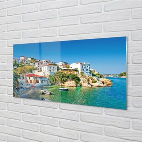 Obraz na skle Řecko staveb pobřeží mořská 125x50 cm