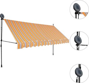 Ručně zatahovací markýza s LED světlem 350 cm žlutomodrá 145853