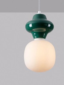 Bílé/v petrolejové barvě keramické závěsné svítidlo se skleněným stínidlem ø 18 cm Clio – Nova Luce