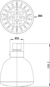 Novaservis - Pevná sprcha průměr 86 mm chrom, RUP/124,0