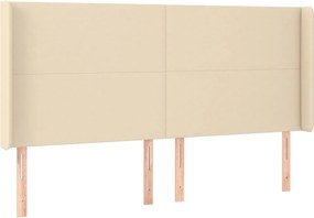 Box spring postel s matrací a LED krémová 200x200 cm textil 3138186