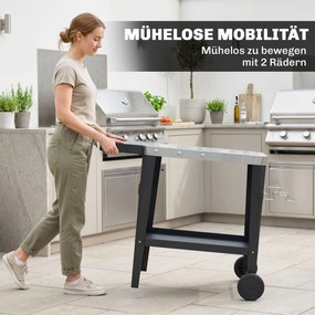 Kuchyňský vozík s kolečky Servírovací vozík s háčky Držák na papírové role Stojan na odpadkové koše Nerezová ocel 115 x 67,5 x 80,5 cm Černá barva