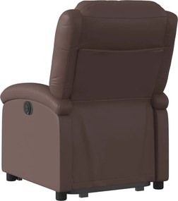 Zvedací polohovací křeslo hnědé umělá kůže 3204228