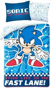 Souprava ložního povlečení Ježek Sonic - motiv Fast lane - 100% bavlna - 70 x 90 cm + 140 x 200 cm