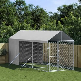 Venkovní psí kotec se střechou stříbrný 2 x 6 x 2,5 m ocel 3190491