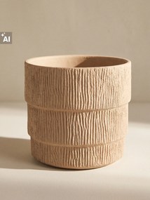 Sinsay - Keramický obal na květináč s žebrovanou texturou - béžová