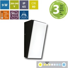 LED svítidlo McLED Kronos 9W 3000K IP65 černá ML-513.026.19.0