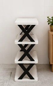 botník, 3 patra, plast, 34x24x26 cm, bílá/černá, Dekorino BB20260051