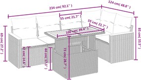 6dílná zahradní sedací souprava s poduškami béžová polyratan 3273068