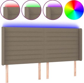 Čelo postele s LED taupe 163 x 16 x 118/128 cm textil 3124198