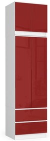 Šatní skříň s nástavcem Star 60 cm červený lesk