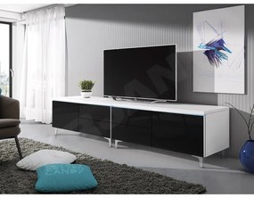 TV stolek Cleo XI-W Double L+P, Barva: bílý / šedý lesk