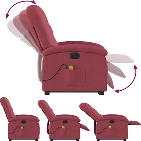 Elektrické zvedací masážní polohovací křeslo vínové textil 3204131