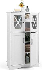 Costway WC skříňka do koupelny, na prádlo s dvířky – 60 × 30 – 60 × 30 × 108 cm